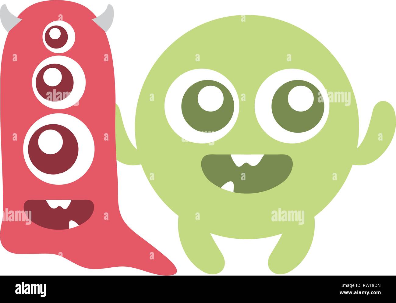 crazy monsters couple comic characters vector illustration design Stock ...