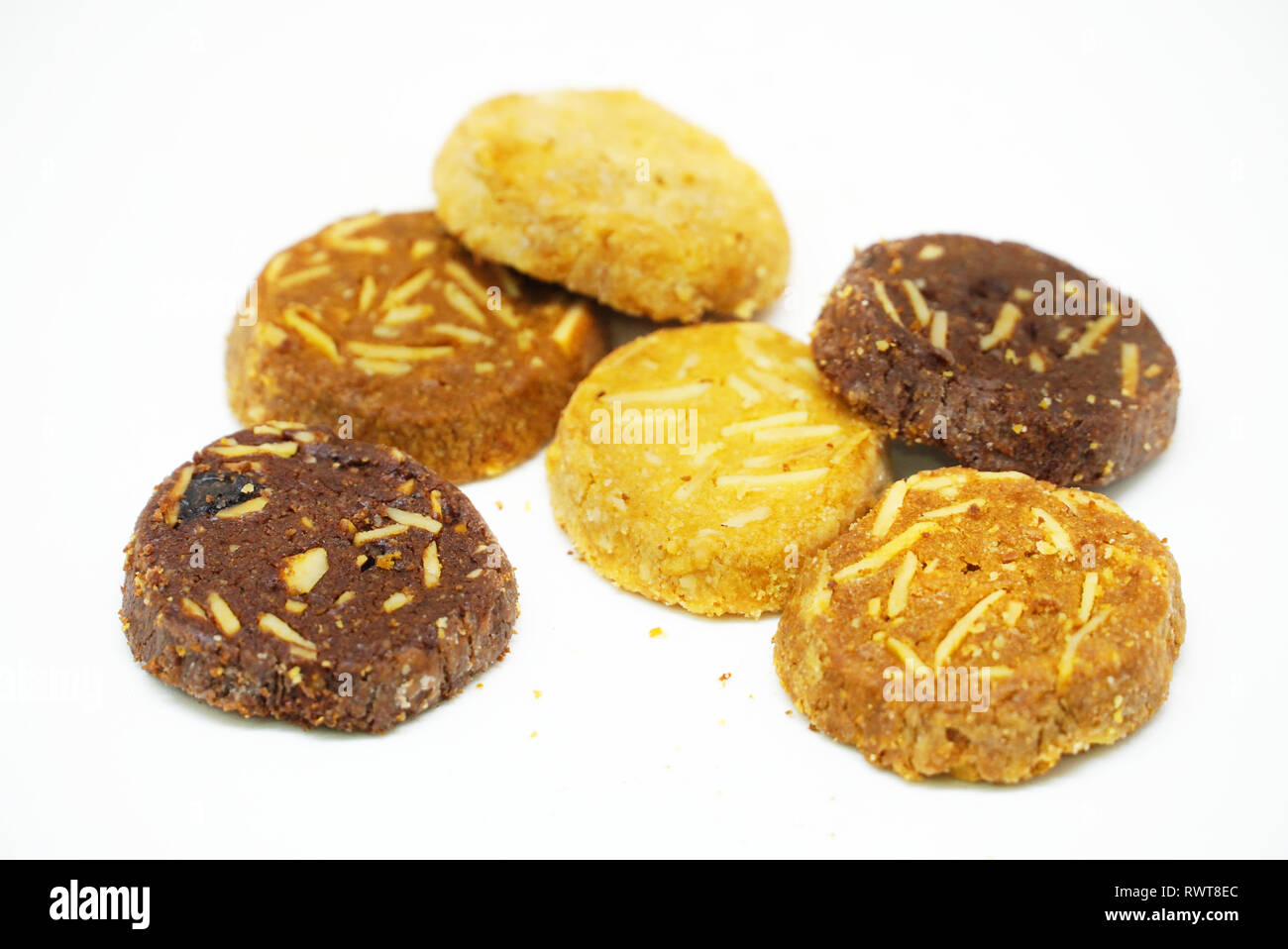 Group of cookies on white background Stock Photo - Alamy