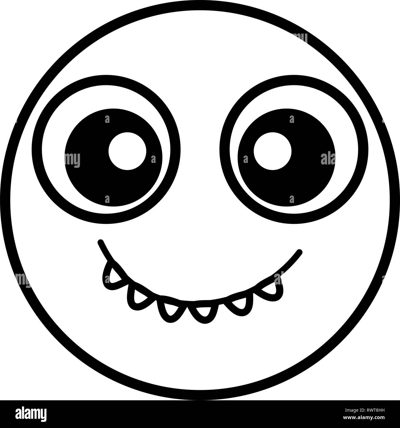 emoticon face with crazy teeth vector illustration design Stock Vector ...