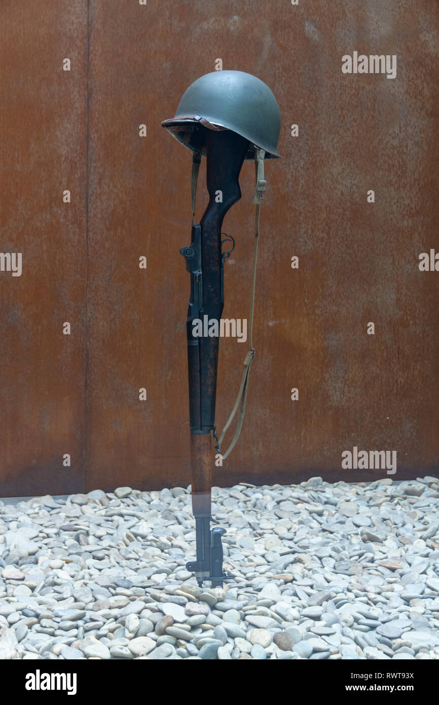 Sticking Out Of Wwii Soldier With Rifle Boots Helmet