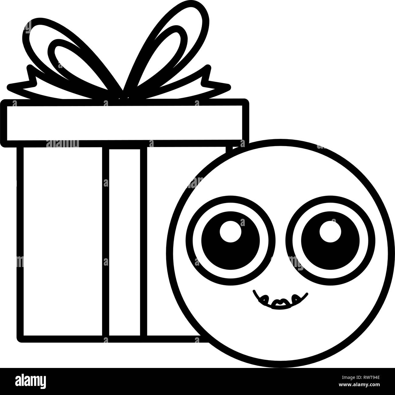 emoticon face with giftbox present vector illustration design Stock ...