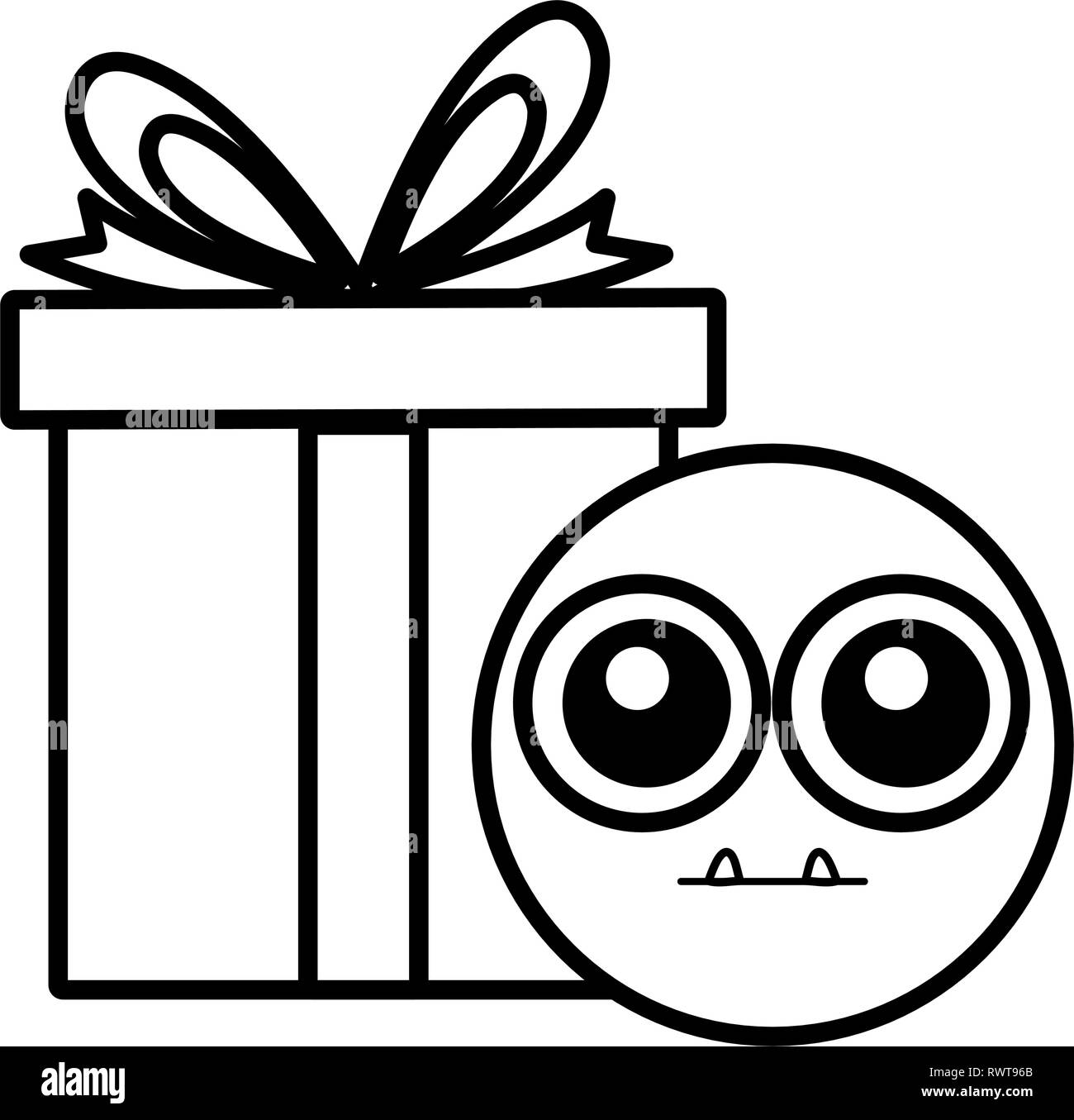 emoticon face with giftbox present vector illustration design Stock ...