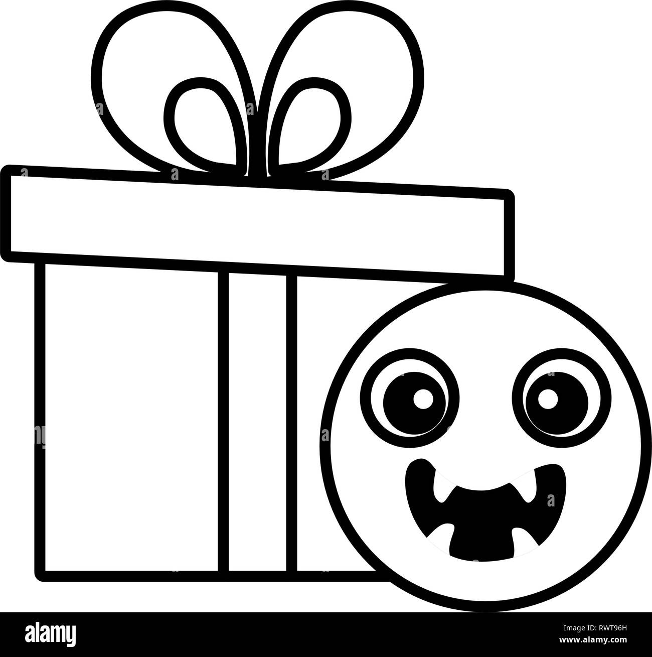 emoticon face with giftbox present vector illustration design Stock ...