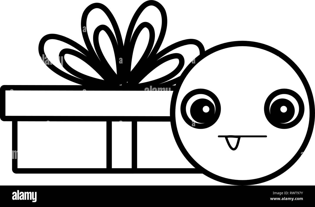 emoticon face with giftbox present vector illustration design Stock ...