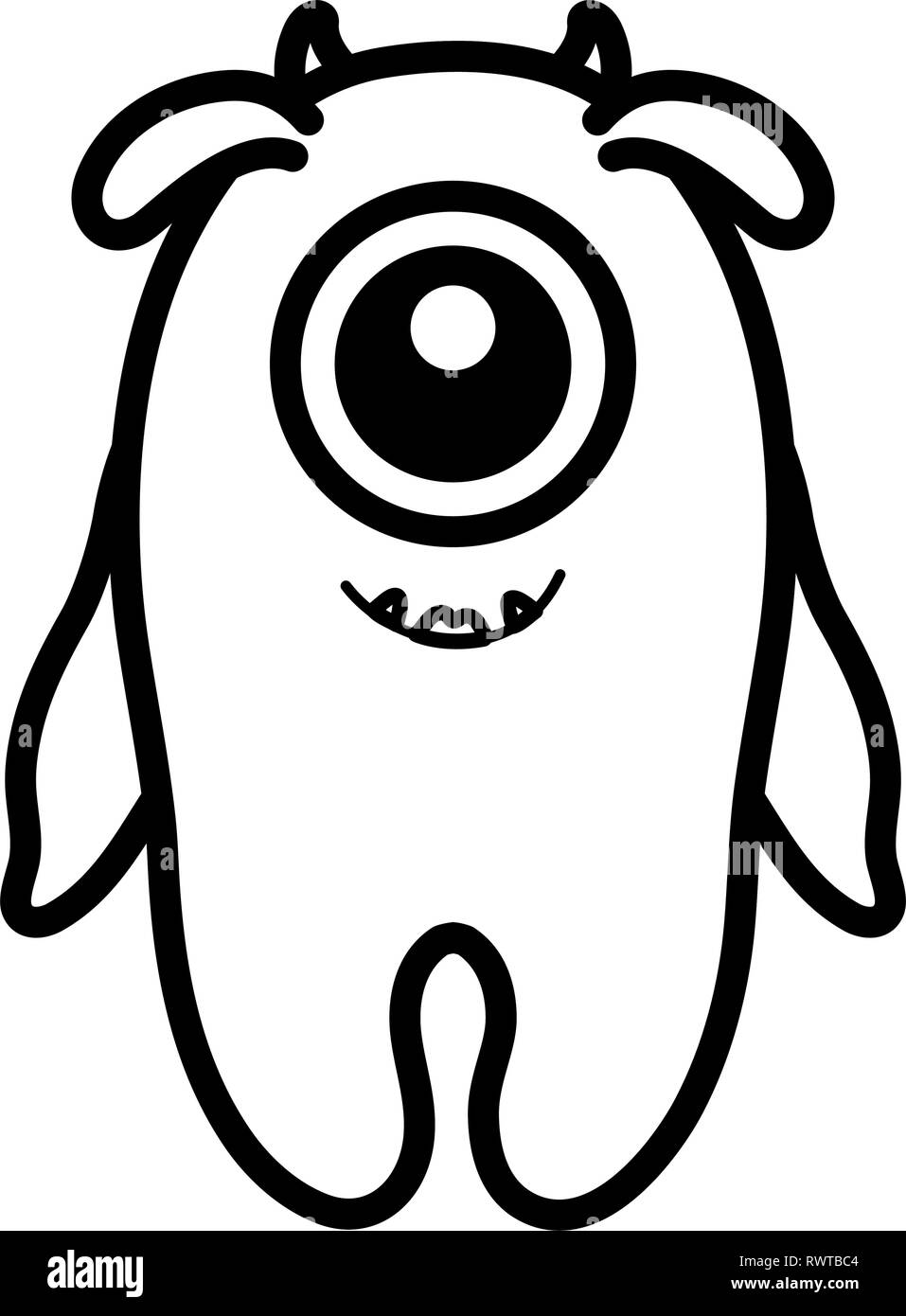 monster with one eye comic character vector illustration design Stock ...