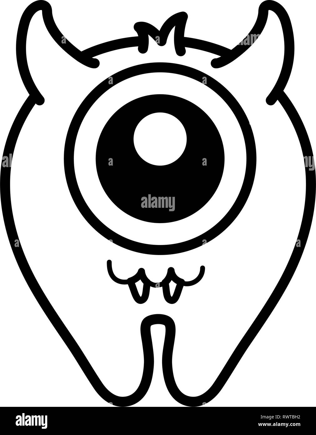 monster with one eye comic character vector illustration design Stock ...