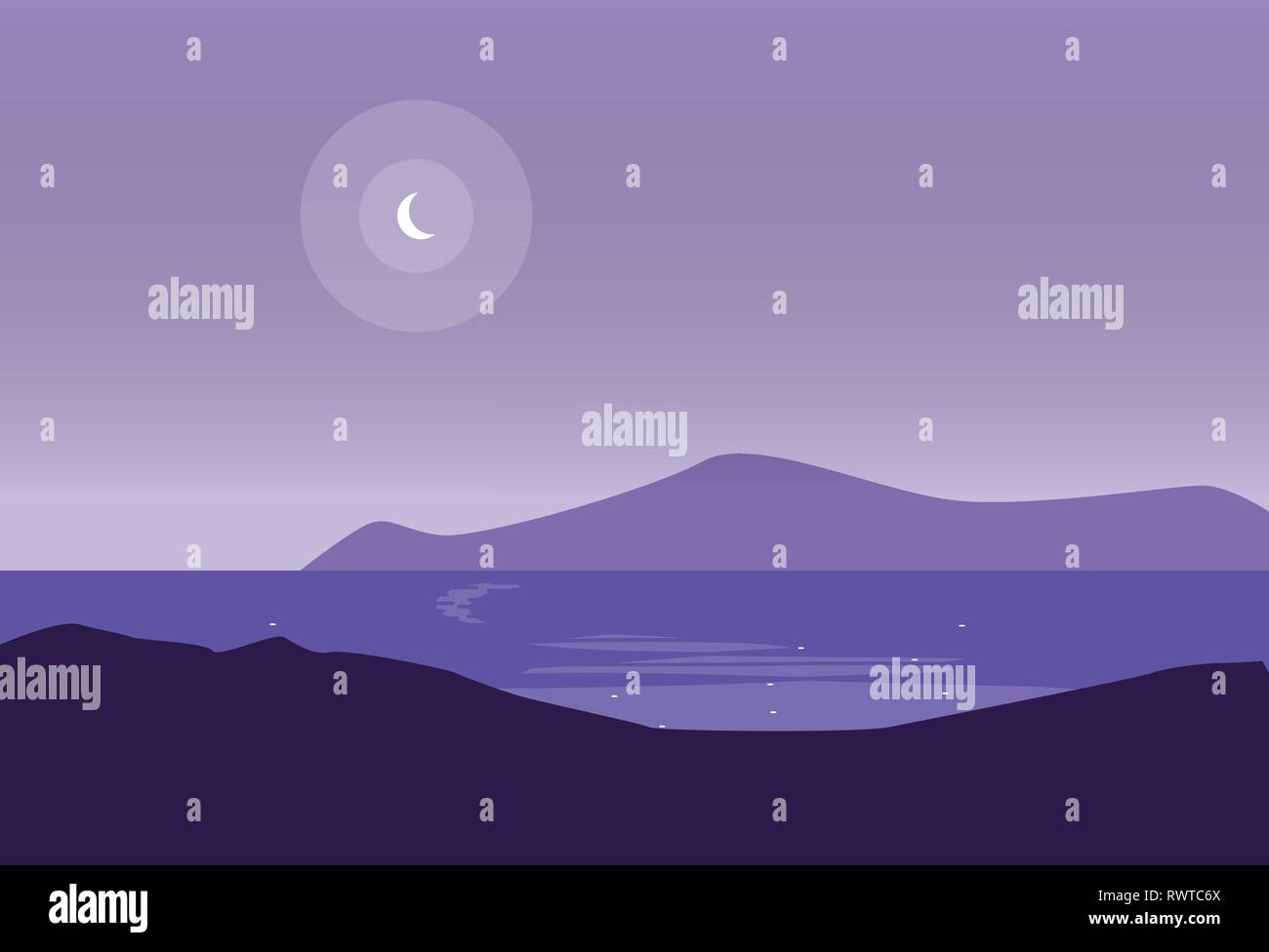 Panoramic view lake field Stock Vector Images - Alamy