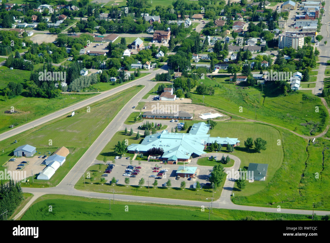 aerial, hospital Minnedosa, Manitoba Stock Photo - Alamy
