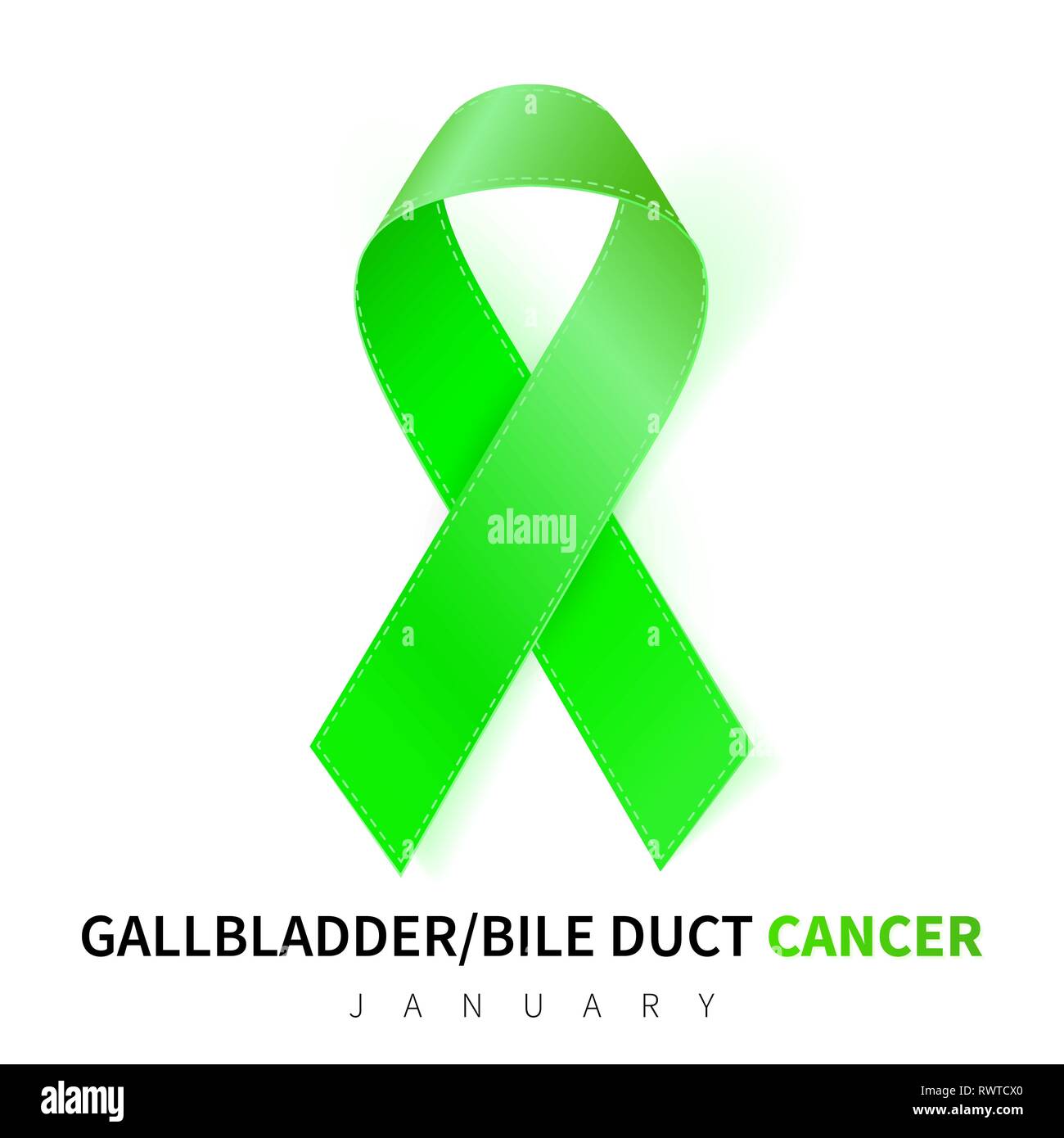 Gallbladder and Bile Duct Cancer Awareness Month. Realistic Kelly Green ...