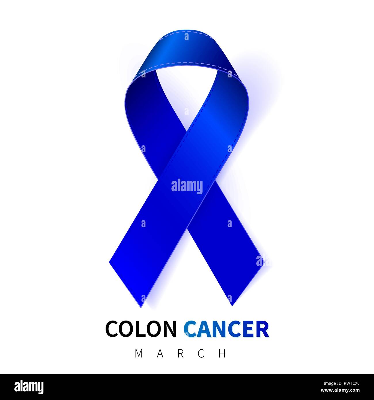 Colorectal, Colon Cancer Awareness Month. Realistic Dark Blue ribbon ...
