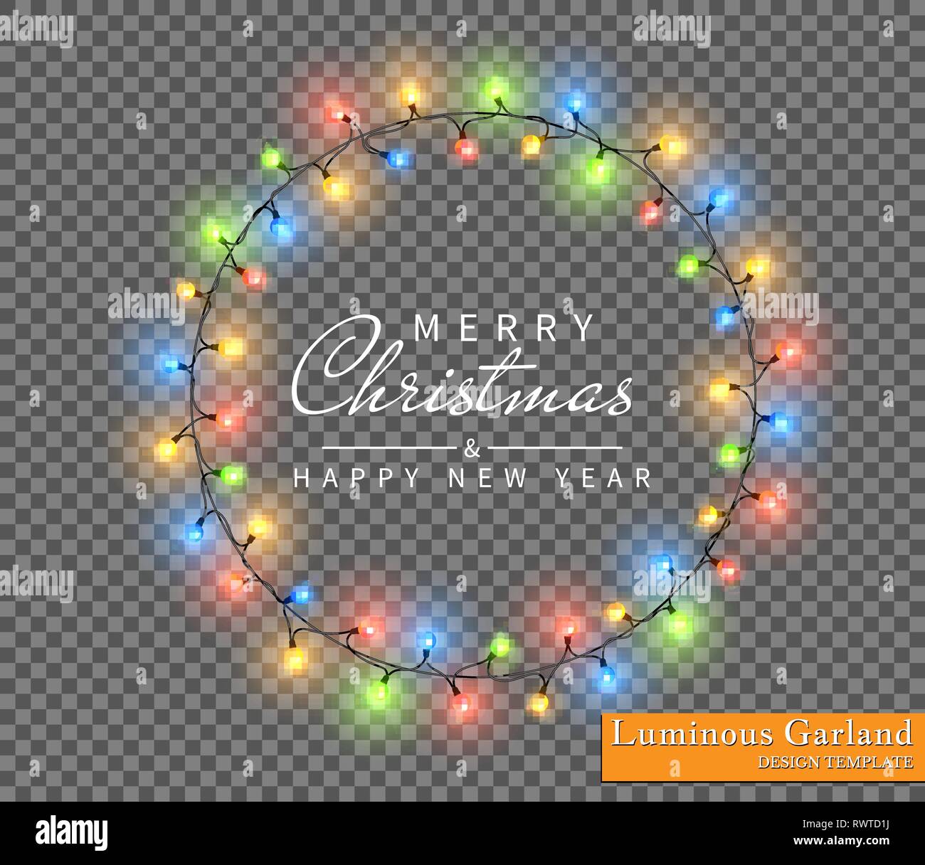 Color garland, festive decorations. Glowing christmas lights isolated ...
