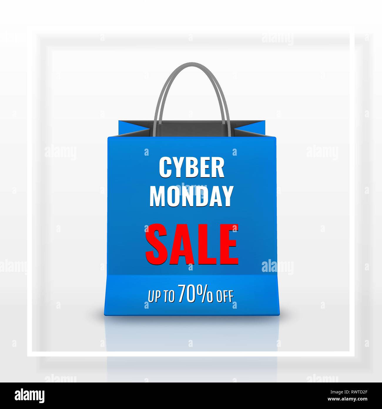 Cyber Monday Sale. Realistic Paper shopping bag with handles isolated ...