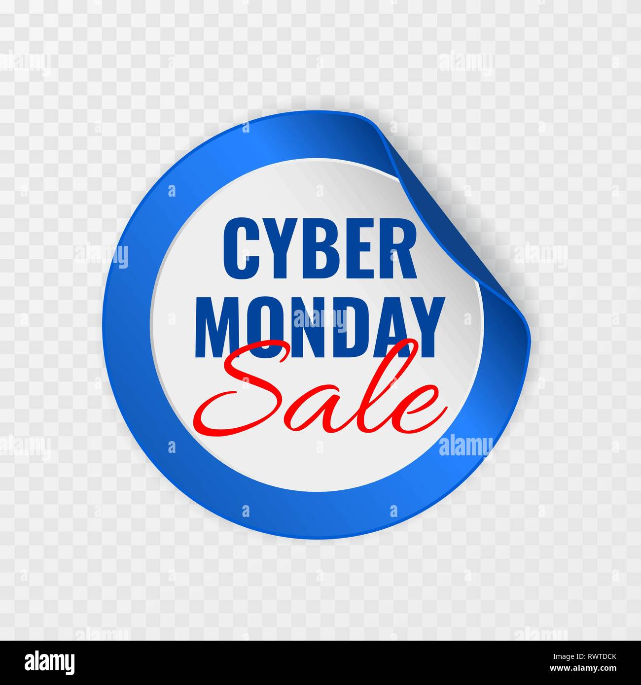Cyber Monday sale black round sticker with curled corners on ...