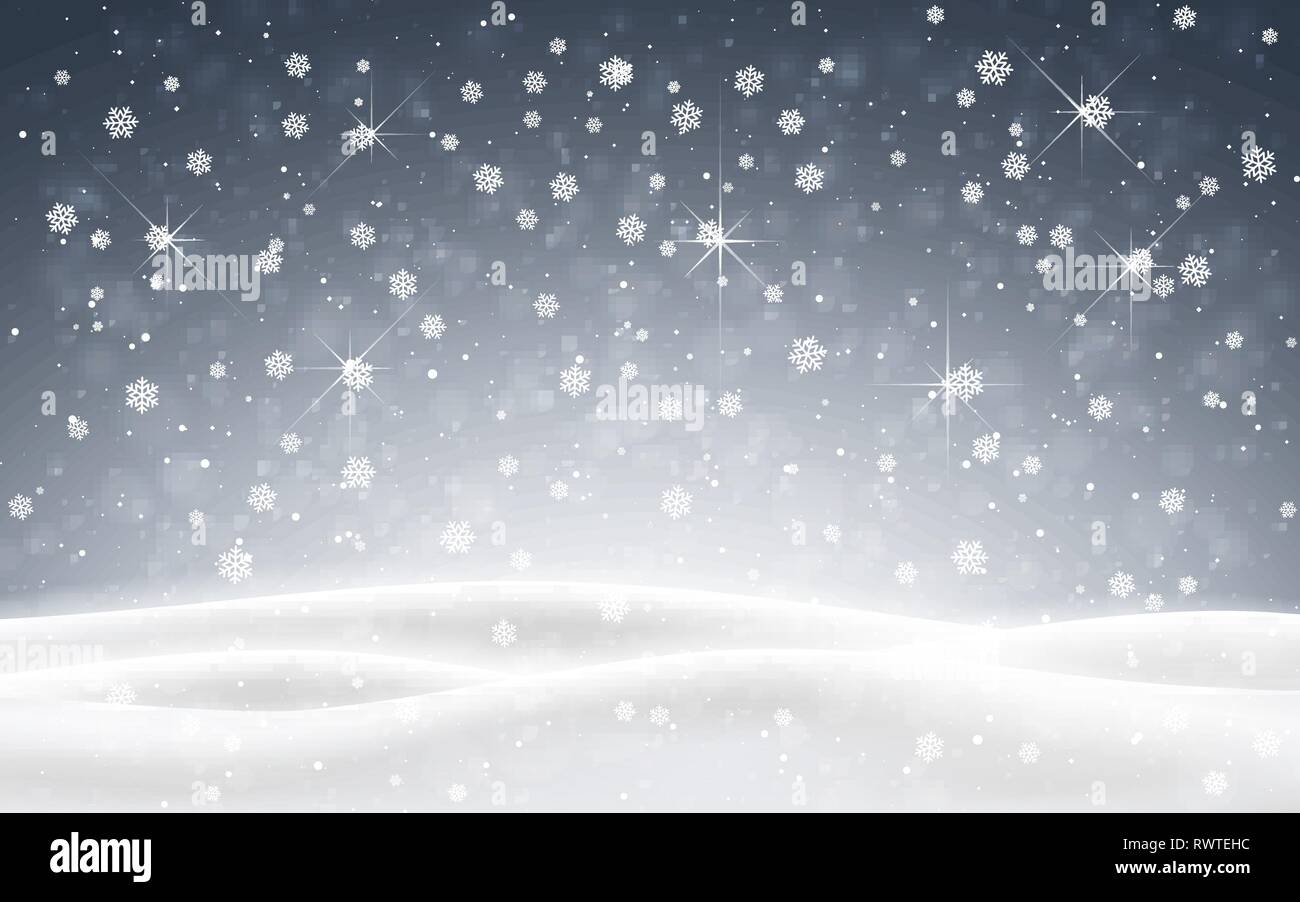 Christmas background of falling snow. Winter night. Xmas card design ...