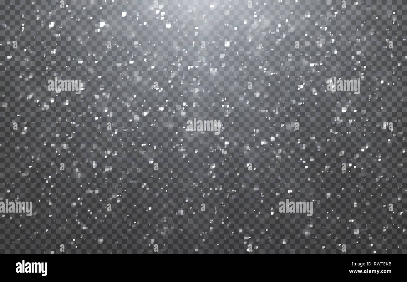 Christmas snow. Falling snowflakes on dark background. Snowfall. Vector ...