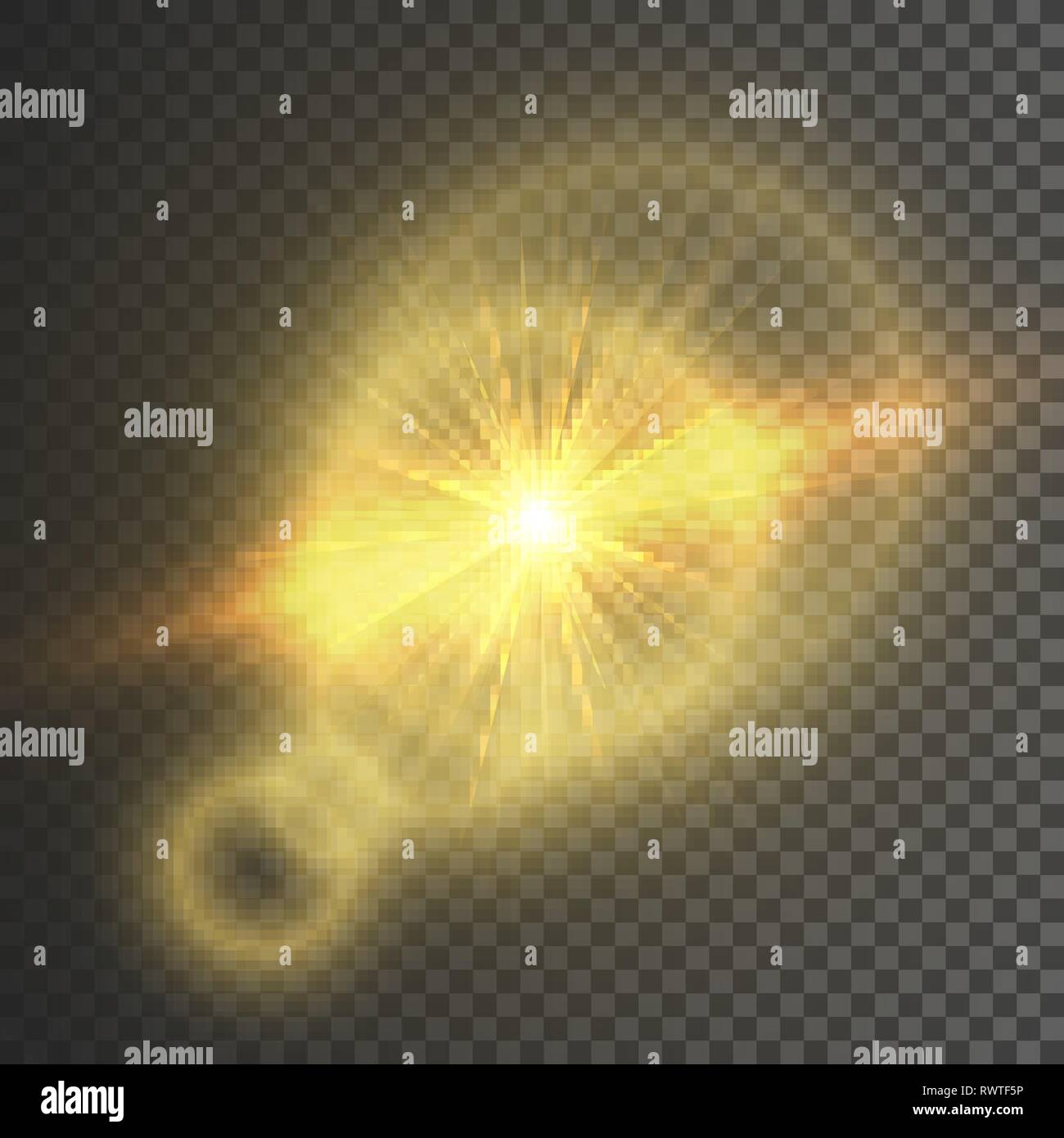 Transparent glow light effect. Star burst with sparkles. Gold glitter. Vector illustration Stock ...