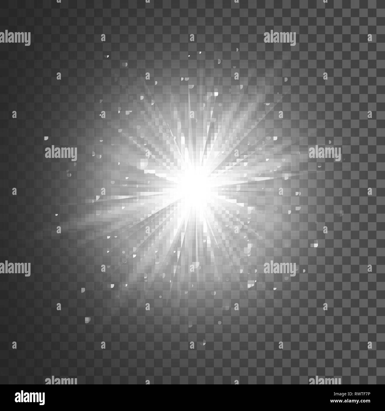 Transparent glow light effect. Star burst with sparkles. White glitter. Vector illustration ...
