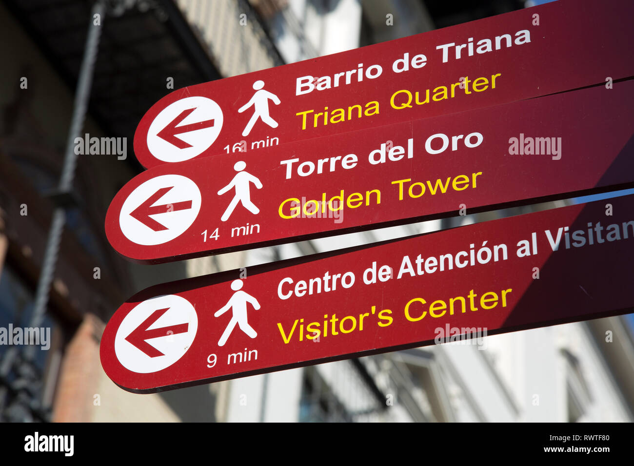 Landmark Direction Sign, Seville; Spain Stock Photo - Alamy