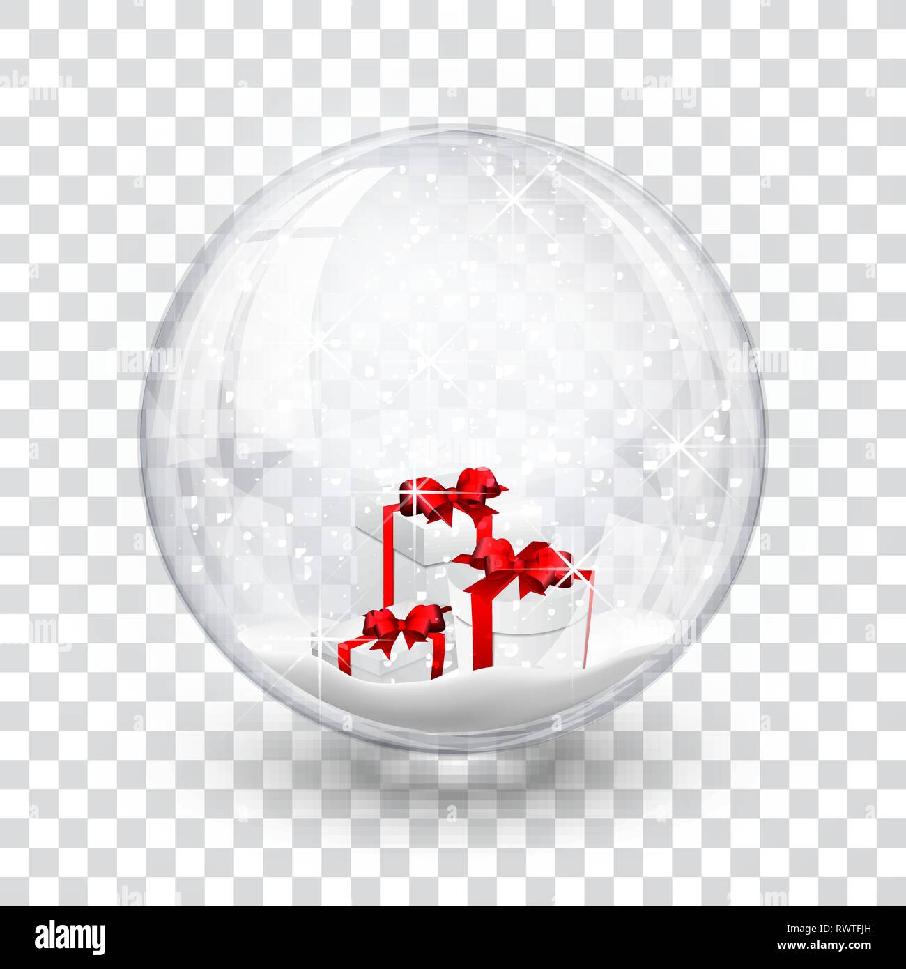 snow globe ball with gift boxes realistic new year chrismas object ...