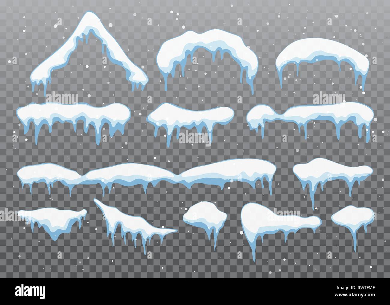Snow caps, snowballs and snowdrifts set. Snow cap vector collection ...