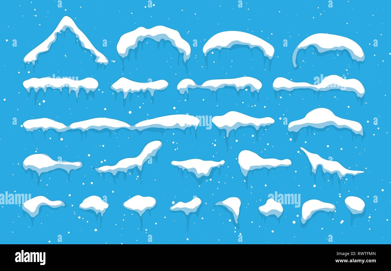 Snow caps, snowballs and snowdrifts set. Snow cap vector collection ...
