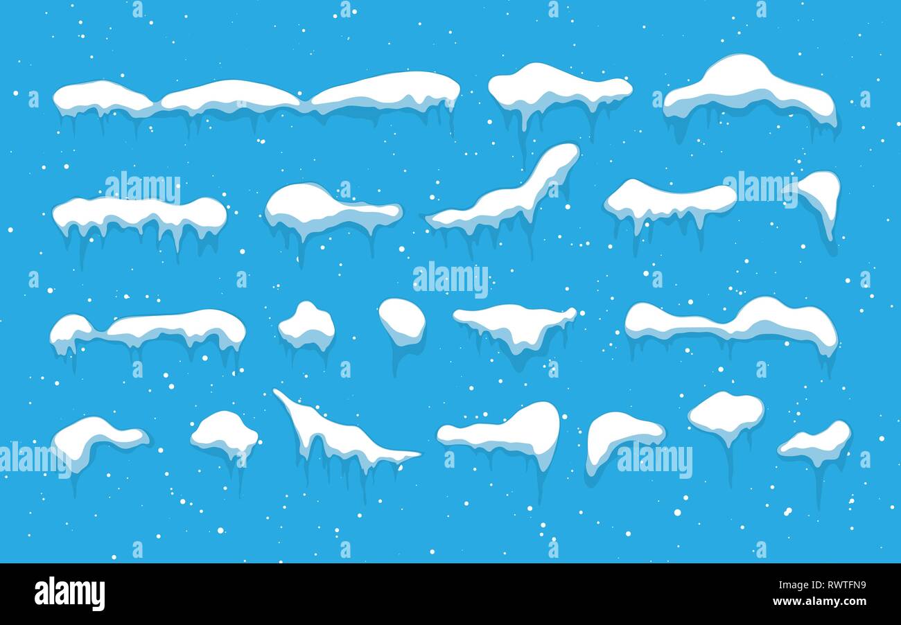 Snow, ice cap with shadow. Snowy elements on winter background ...