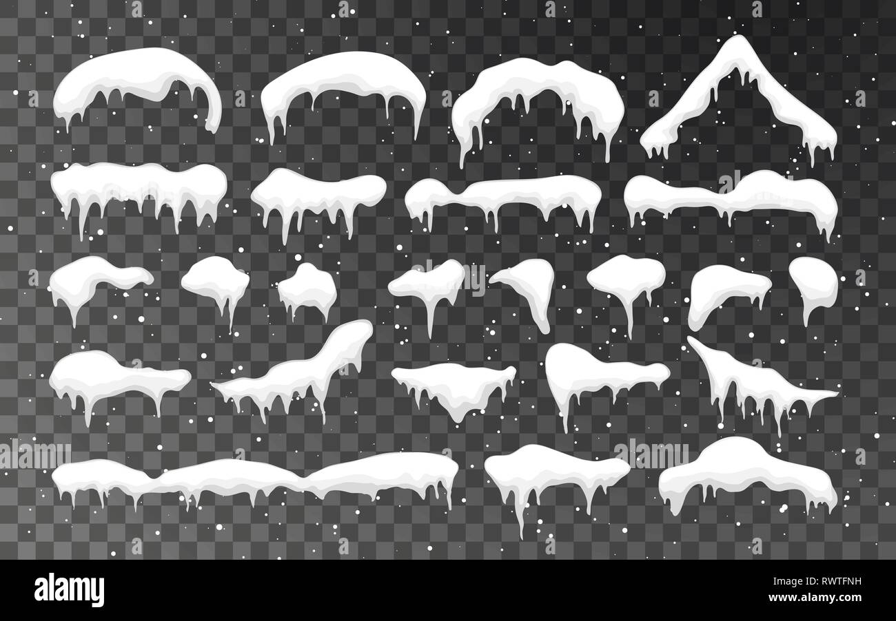 Snow caps, snowballs and snowdrifts set. Snow cap vector collection ...