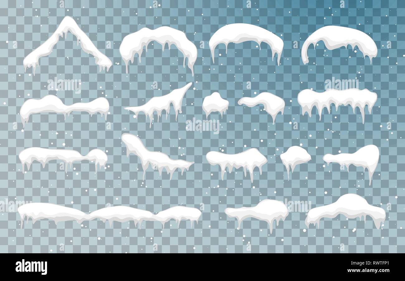 Snow caps, snowballs and snowdrifts set. Snow cap vector collection ...