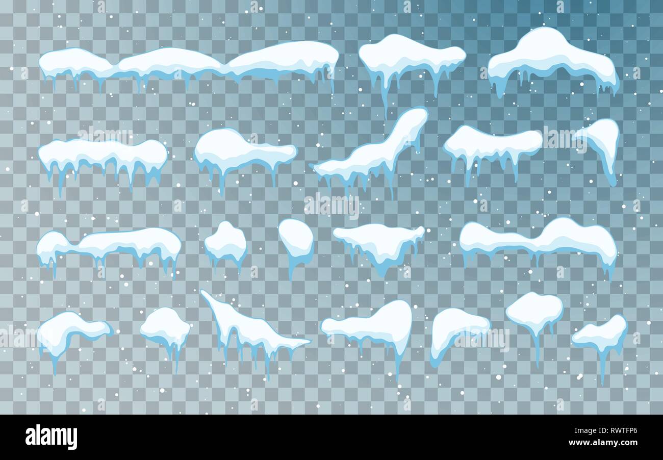 Snow caps, snowballs and snowdrifts set. Snow cap vector collection ...