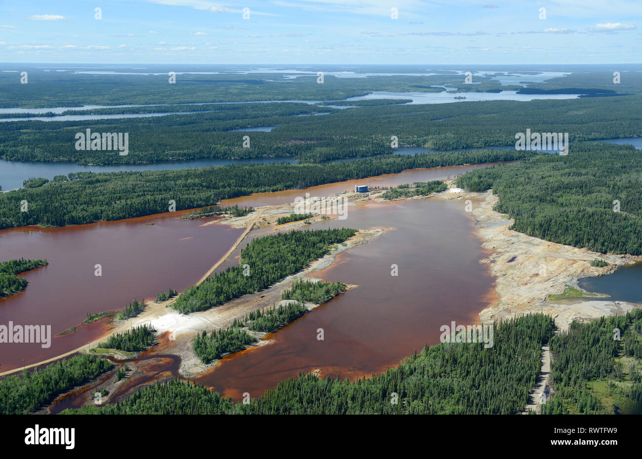 aerial, containment ponds, Sherridon, Manitoba Stock Photo - Alamy