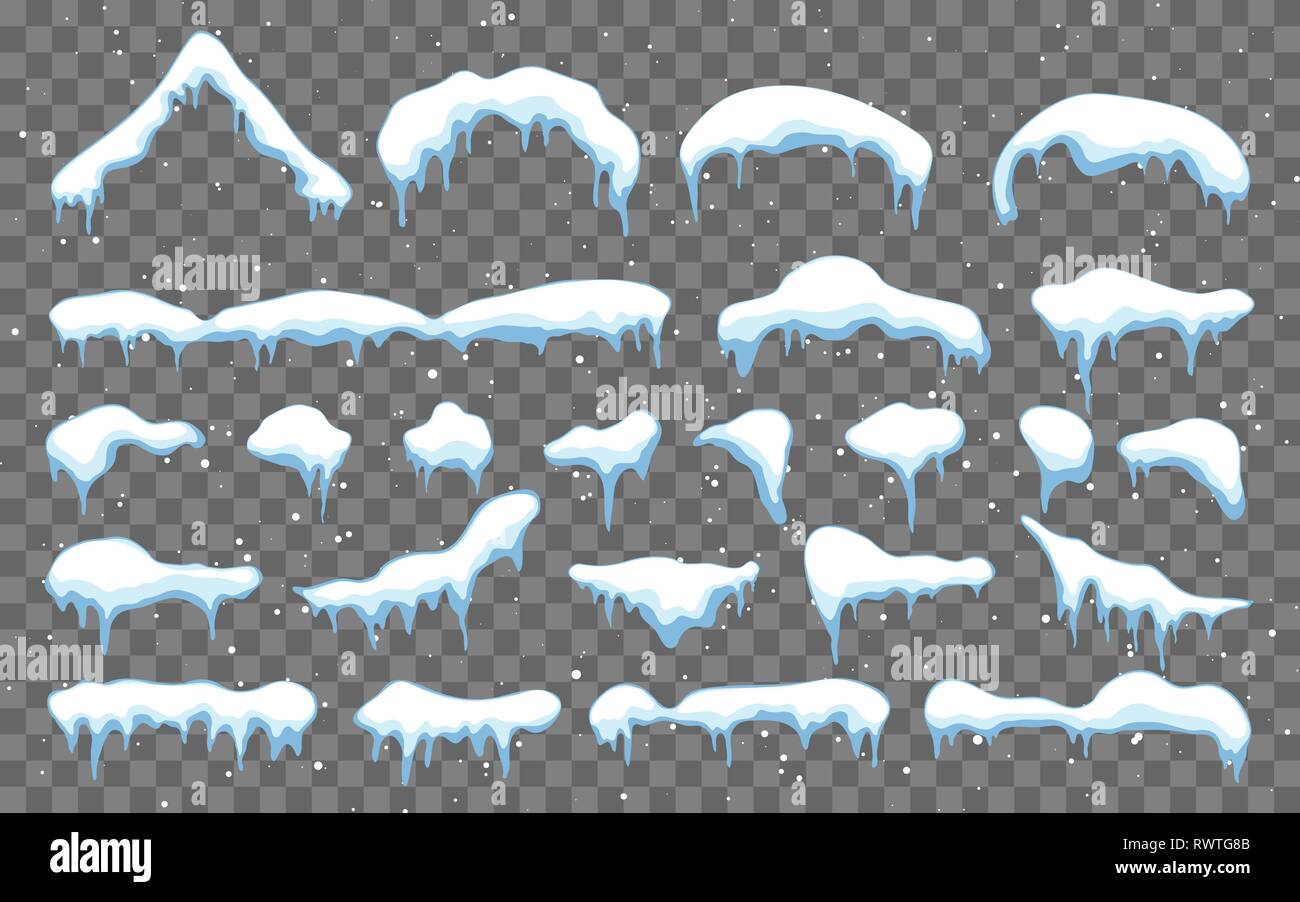 Snow, ice cap with shadow. Snowy elements on winter background ...