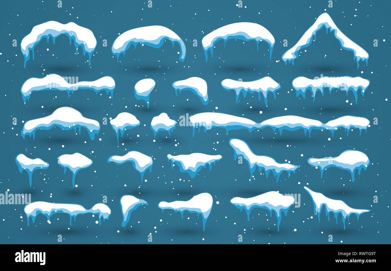 Snow, ice cap with shadow. Snowy elements on winter background ...