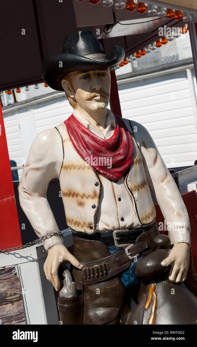 Cowboy from a ride on the Brighton Palace pier, in the coastal town of ...