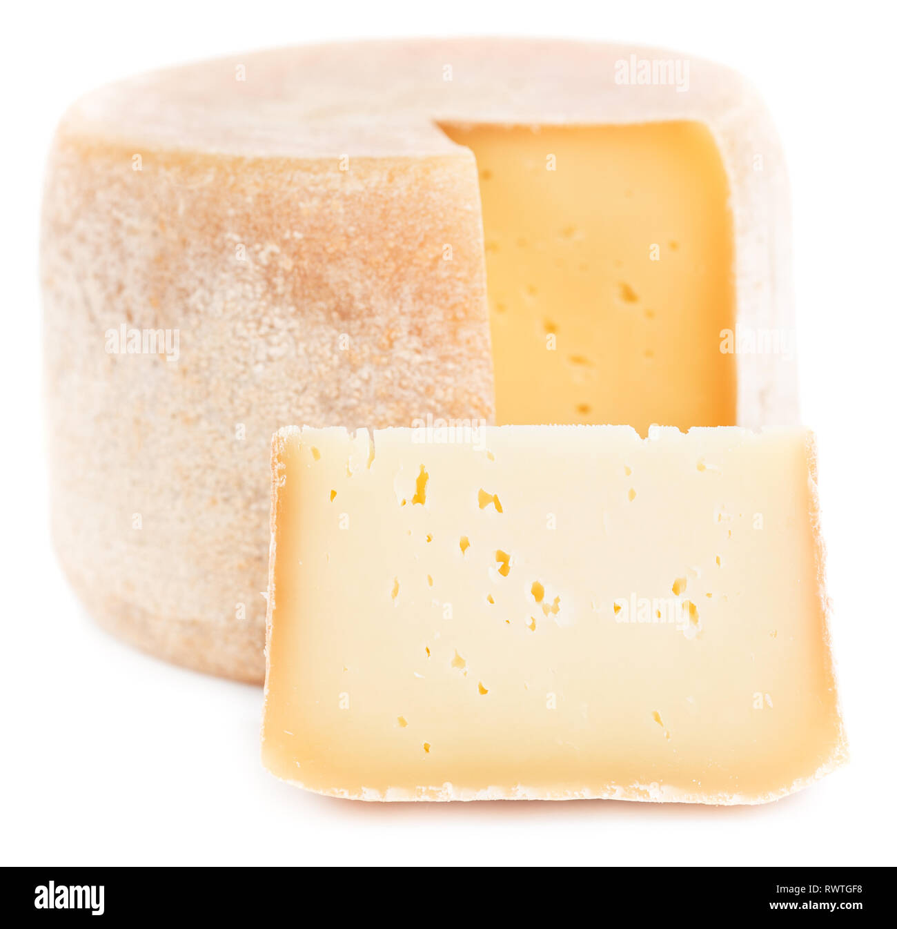 Piece of natural hard cheese isolated on white background Stock Photo ...