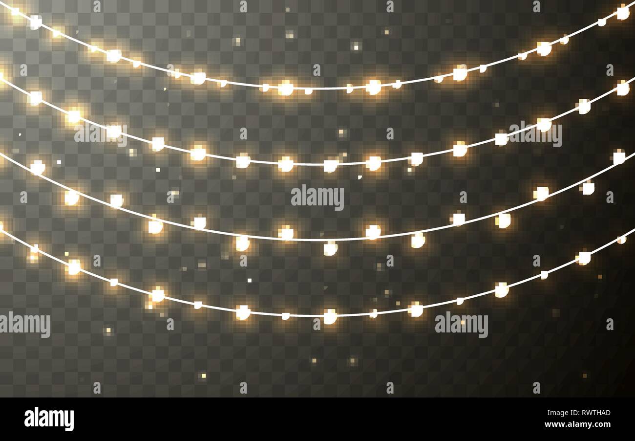 Xmas Color garland, festive decorations. Glowing christmas lights ...