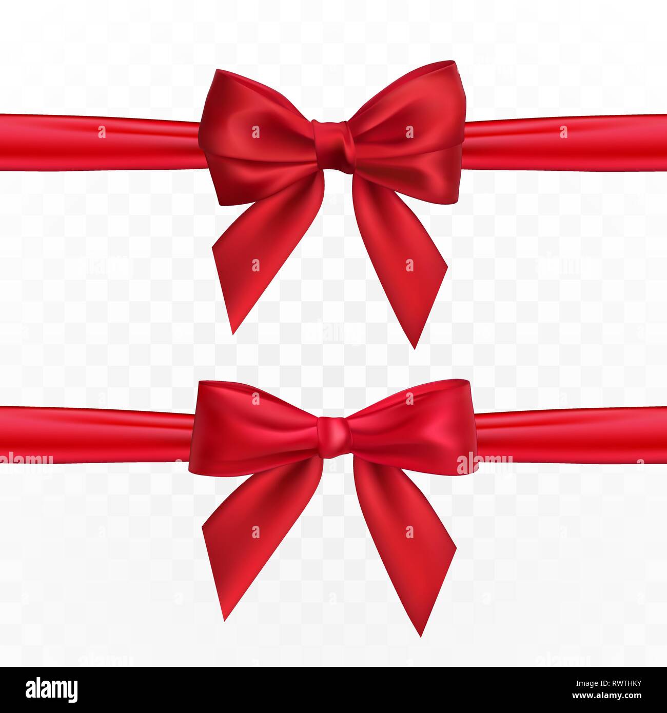 Realistic red bow and ribbon. Element for decoration gifts, greetings ...