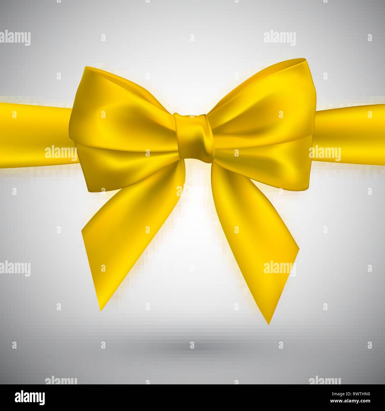 Realistic yellow bow. Element for decoration gifts, greetings, holidays ...
