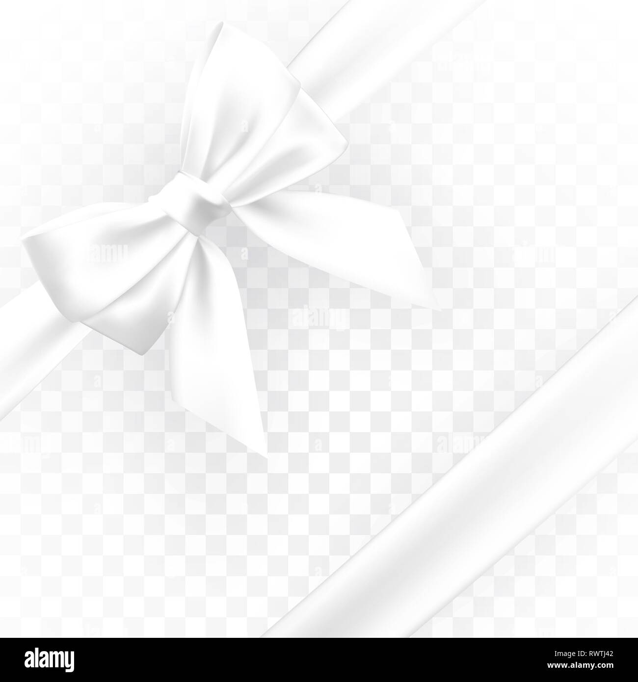 Realistic white bow. Element for decoration gifts, greetings, holidays ...