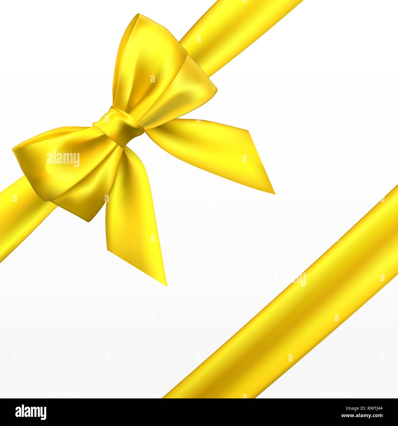Realistic golden, yellow bow. Element for decoration gifts, greetings ...
