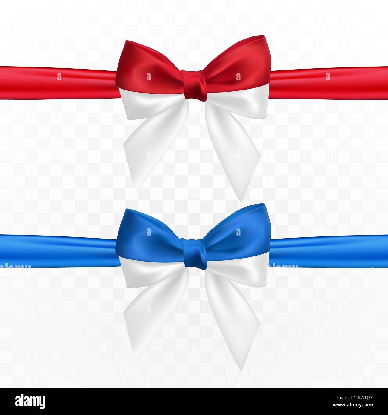Realistic red white and blue white bow. Element for decoration gifts ...