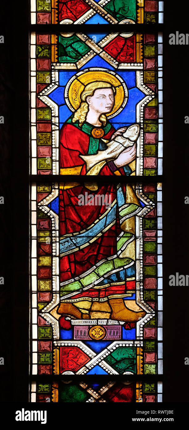 Saint Raphael the Archangel, stained glass window in the Basilica di ...