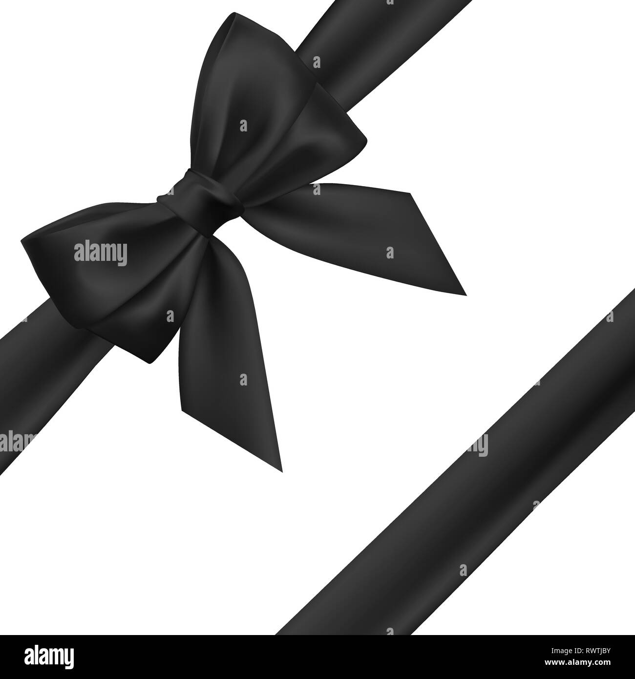 Realistic black bow. Element for decoration gifts, greetings, holidays ...