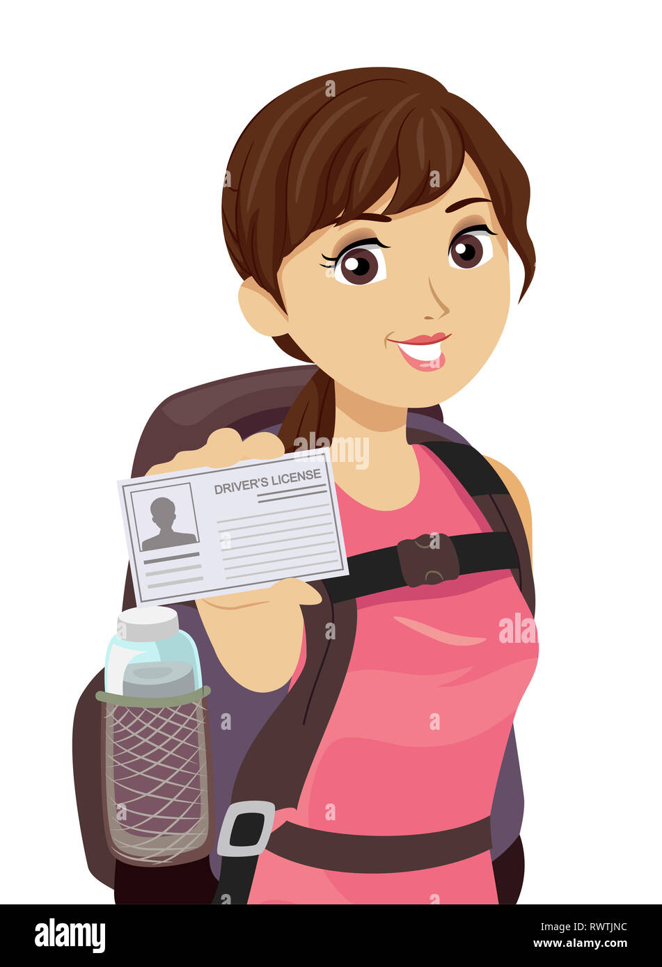 Illustration of a Teenage Girl with Backpack for Traveling and Showing ...