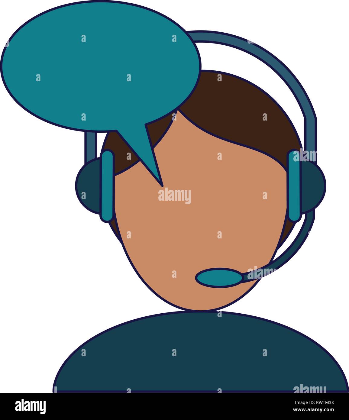 call center agent with headphones and blank bubble speech Stock Vector ...