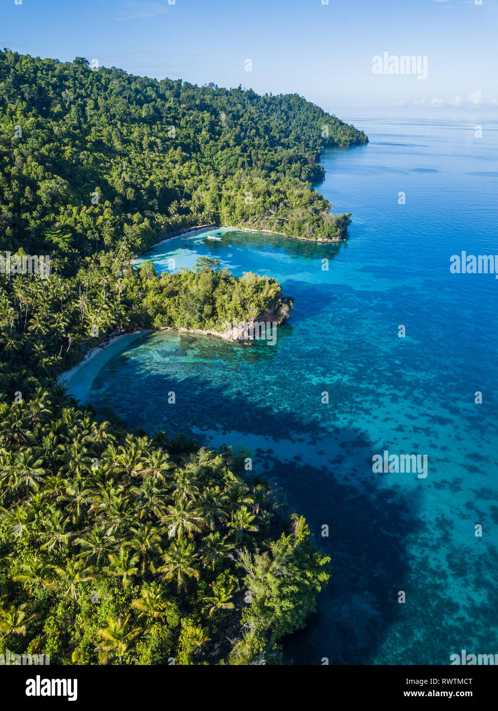 The coastline of the Togian islands in Sulawesi, Indonesia Stock Photo ...