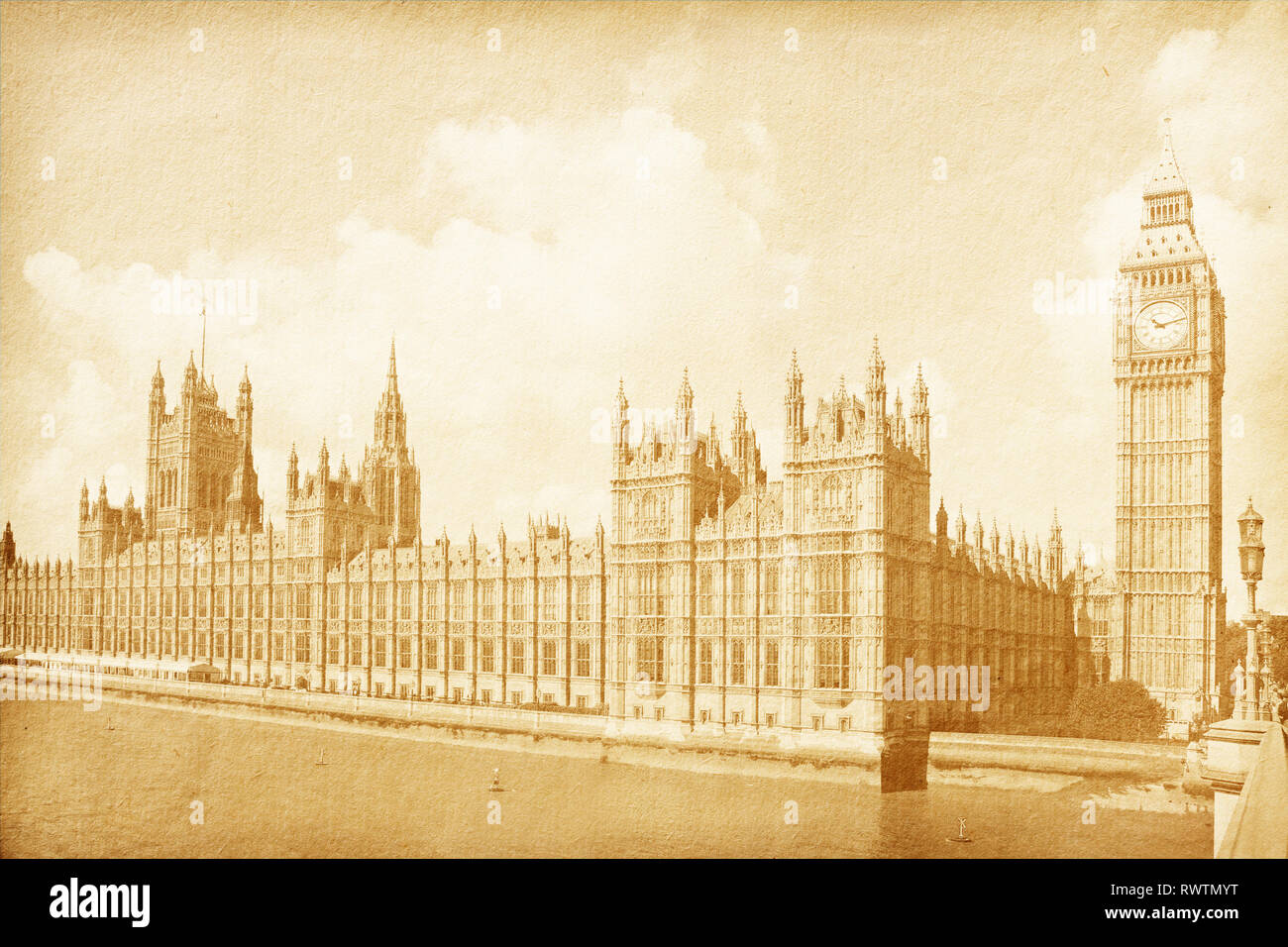 vintage paper textures. vintage background with Houses of Parliament ...