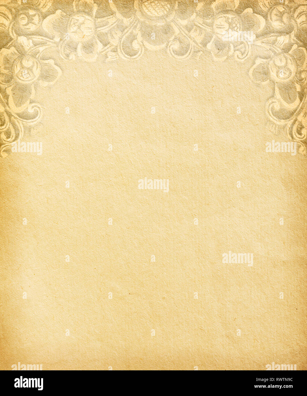 Old worn paper with decorative ornament Stock Photo - Alamy