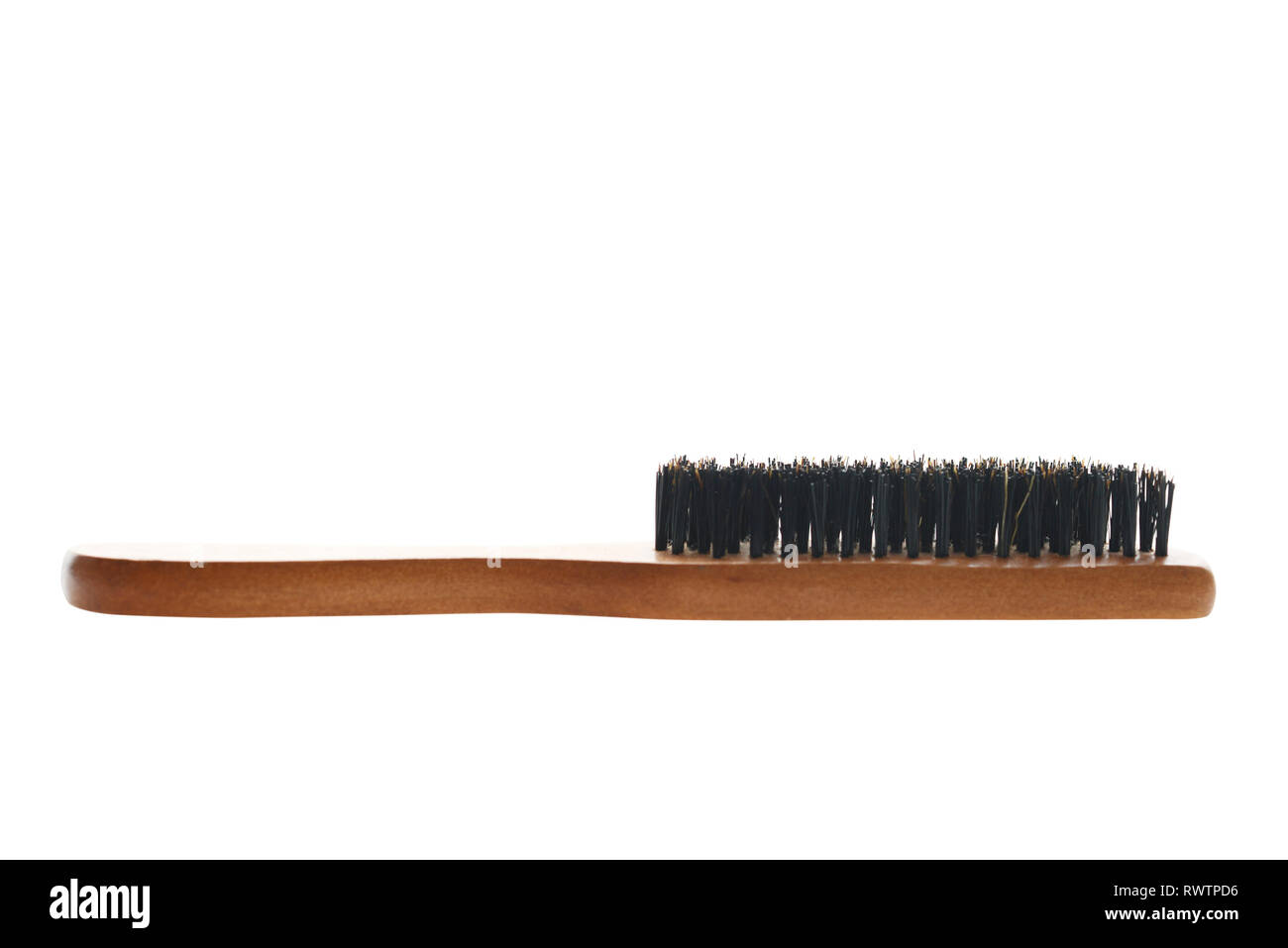 Hair beauty salon equipment comb brush with natural bristles, isolated ...