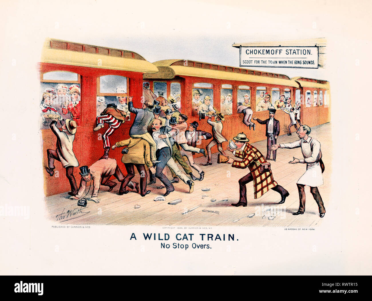 People scrambling to get on train at Chokemoff Station Stock Photo - Alamy