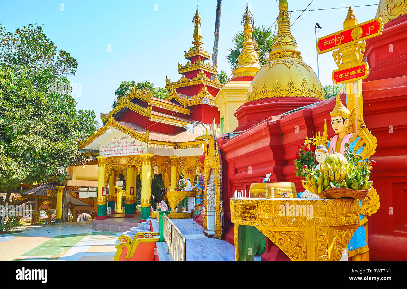 BAGO, MYANMAR - FEBRUARY 15, 2018: The grounds of Shwe Gu Lay Pagoda ...